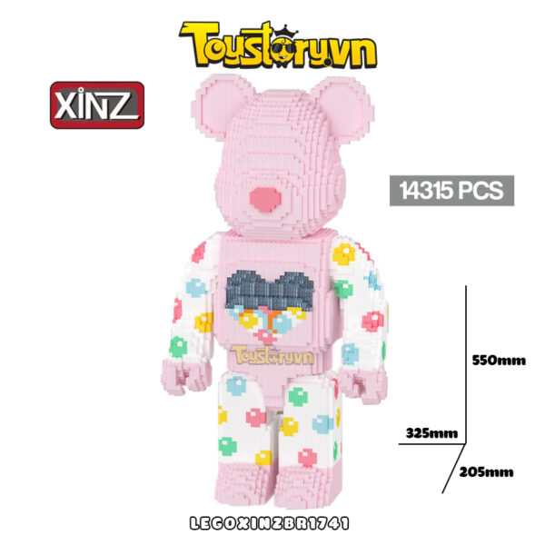 Lego Bearbrick 55cm Trái Tim có Đèn LED màu Hồng Size lớn