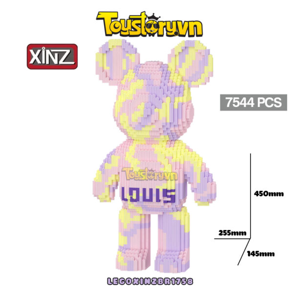 Lego Bearbrick 45cm Gấu Louis Hồng, Tím, Vàng có ngăn kéo LEGOXINZBR1758