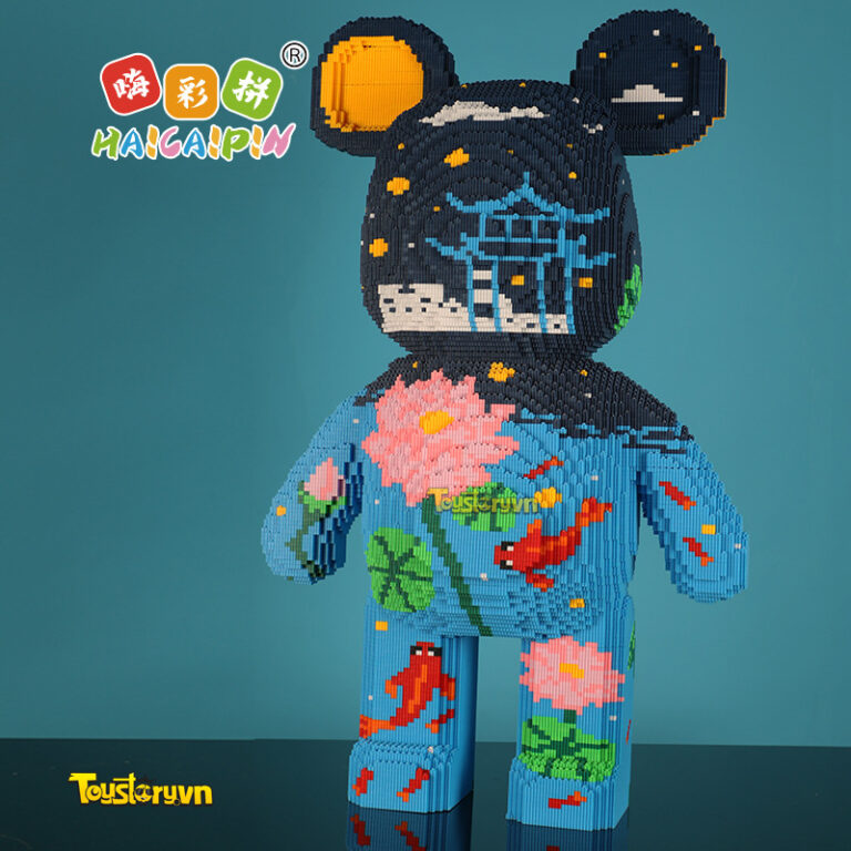 Mô hình Lego Bearbrick Cá và Sen 92cm Khổng lồ có ngăn kéo