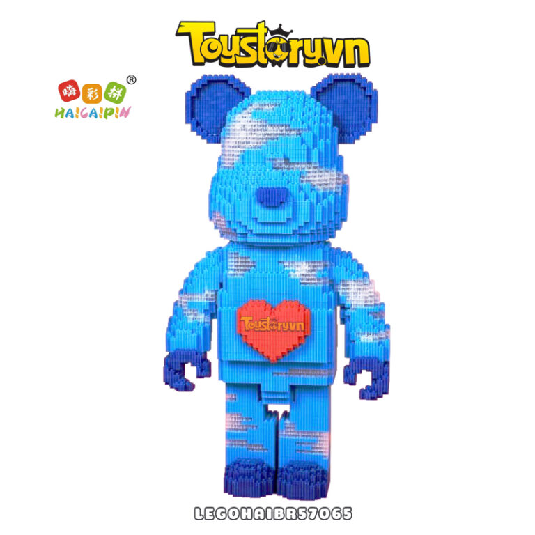Lego Bearbrick 50cm họa tiết các tinh thể màu xanh có ngăn kéo ...