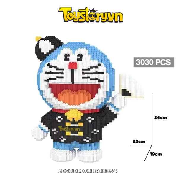 Lego Doraemon 34cm Doraemon mặc áo đen cầm quạt LEGODMONHAI8854